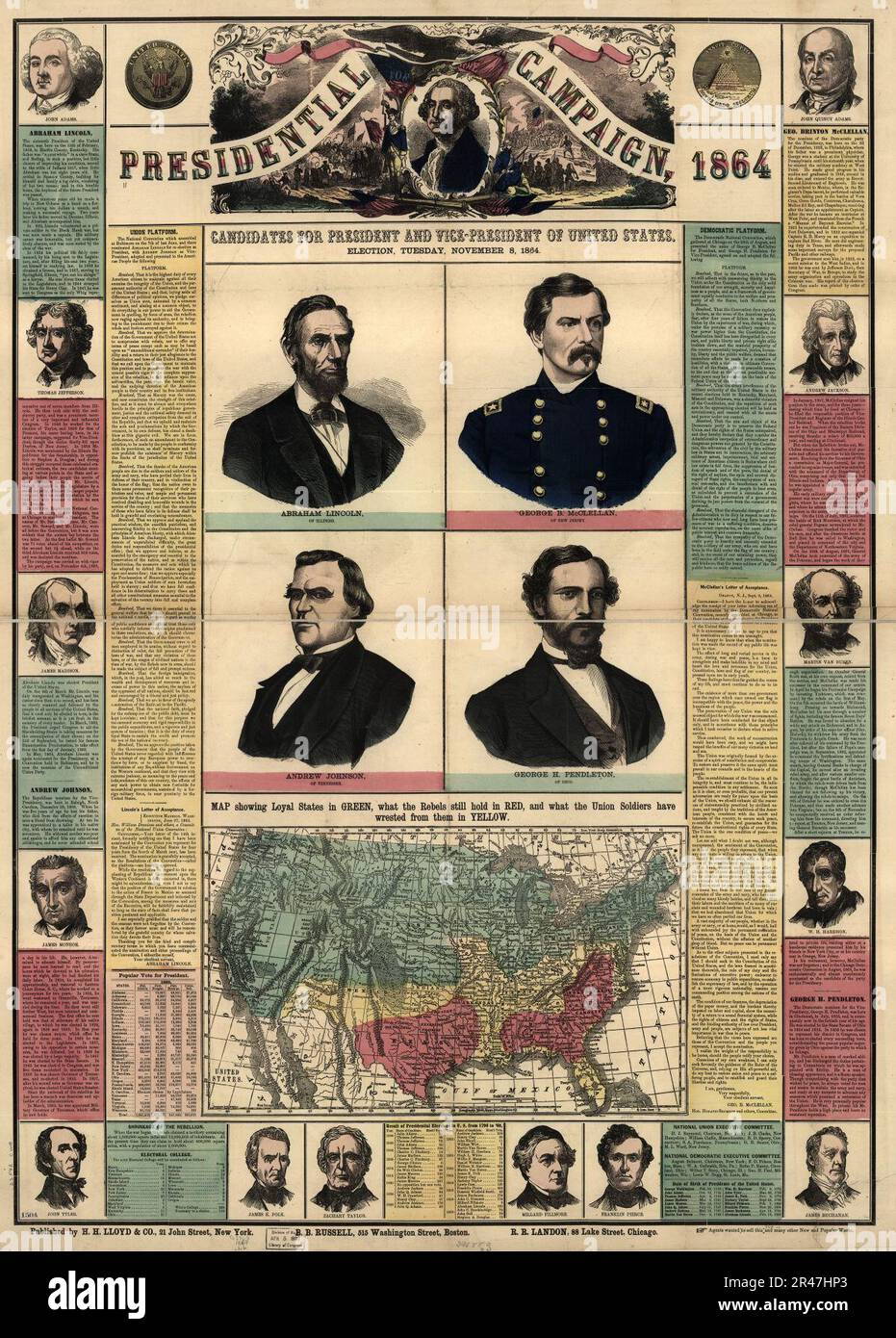 United States- map showing loyal states in green, what the rebels still ...