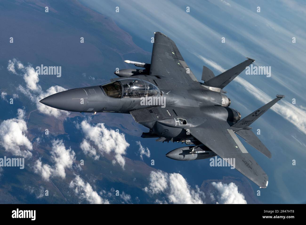 An F-15E Strike Eagle aircraft assigned to the 4th Fighter Wing ...