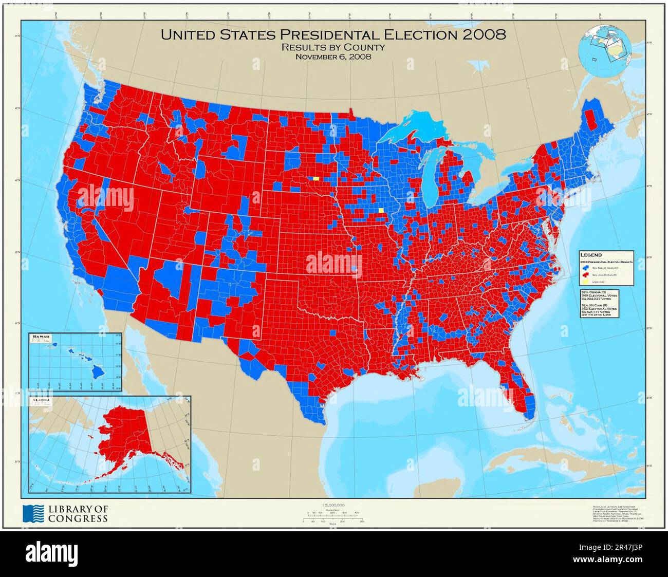 United States presidential election 2008, results by county, November 6 ...