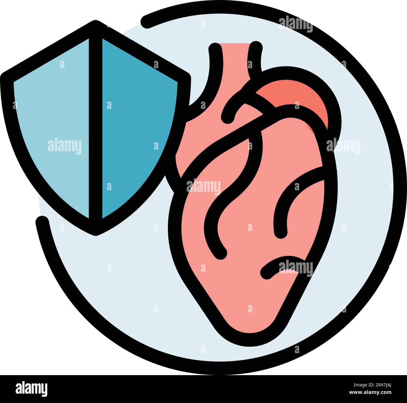 Protected Heart Icon Outline Protected Heart Vector Icon For Web Design Isolated On White