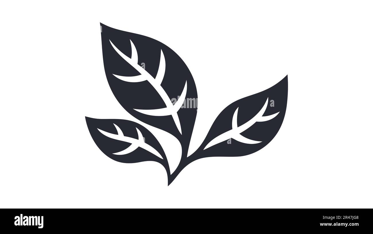 Eco icon black leaf vector illustration isolated on white background ...
