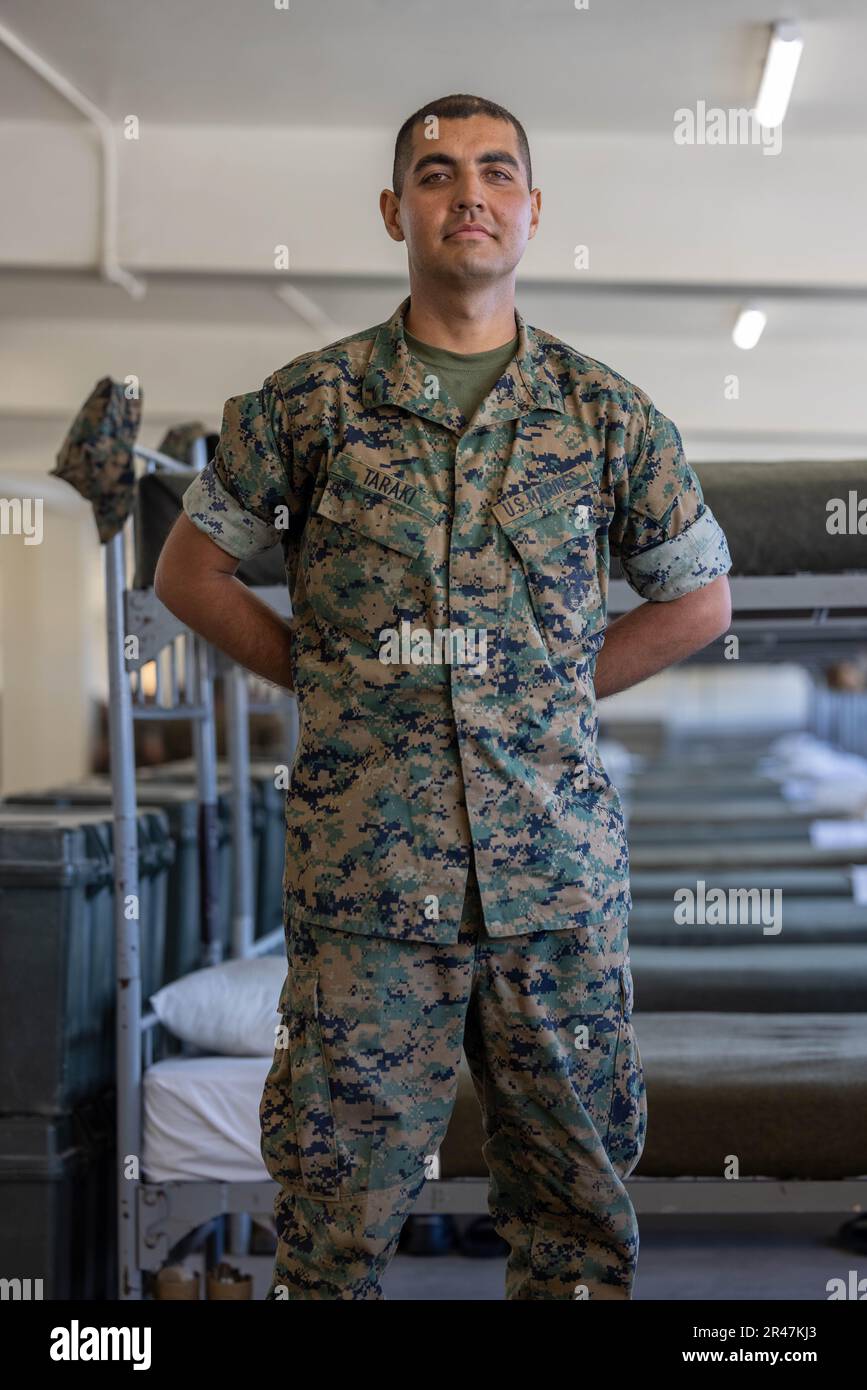 U.S. Marine Corps PFC Aimal Taraki poses for a photo at Marine Corps ...