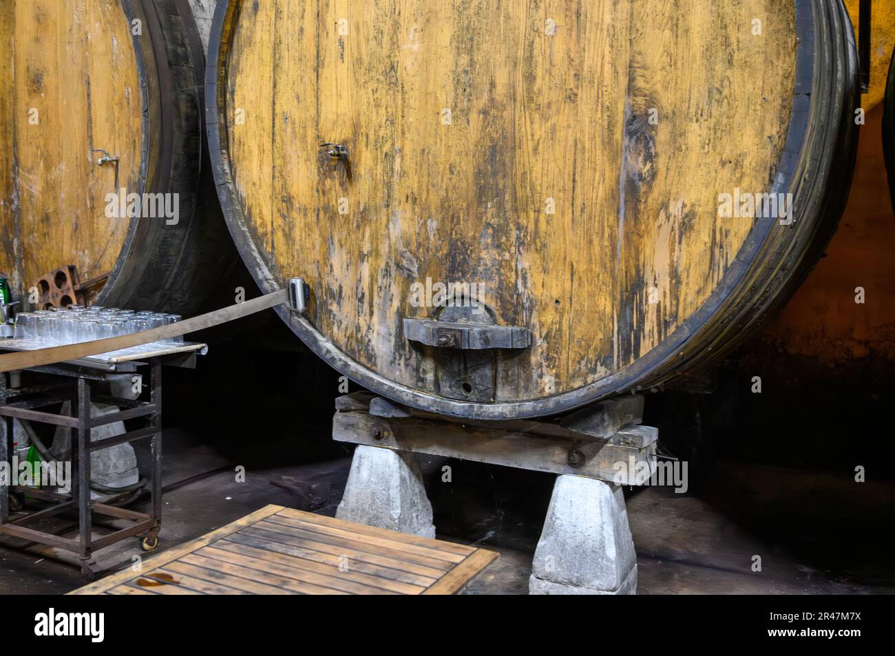 Making of traditional natural Asturian cider made from fermented apples ...