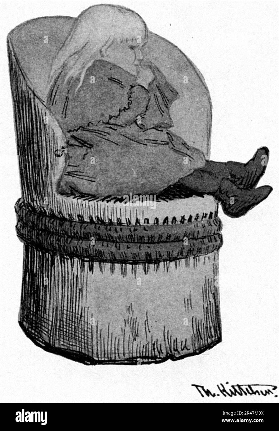 Unknown - portrait of girl Ingrid in hollow log chair Stock Photo - Alamy