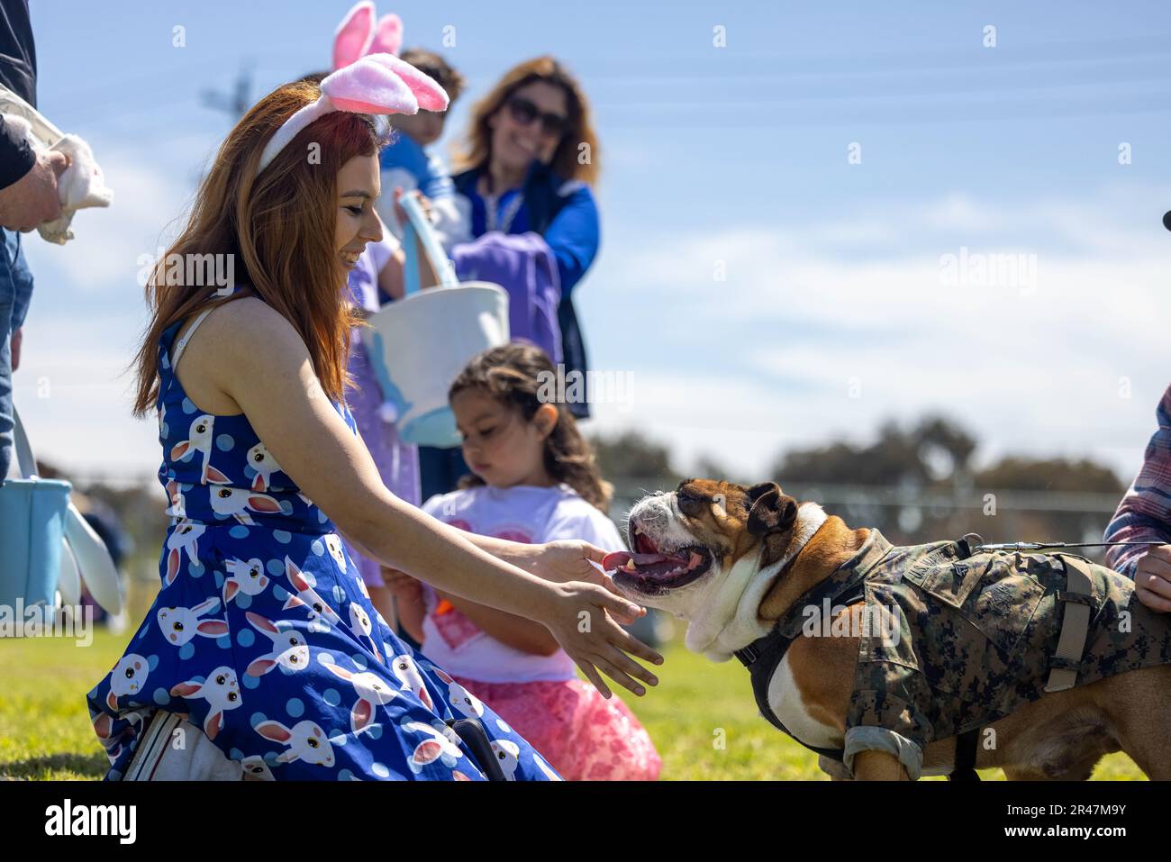 U.S. Marine Corps Cpl. Manny, the mascot for Marine Corps Recruit Depot ...