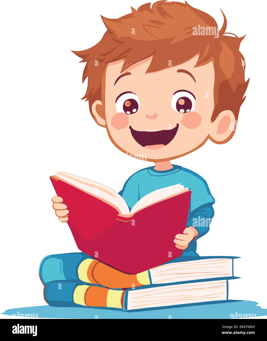The "Cute Little Boy Studying" Illustration Vector File captures the ...