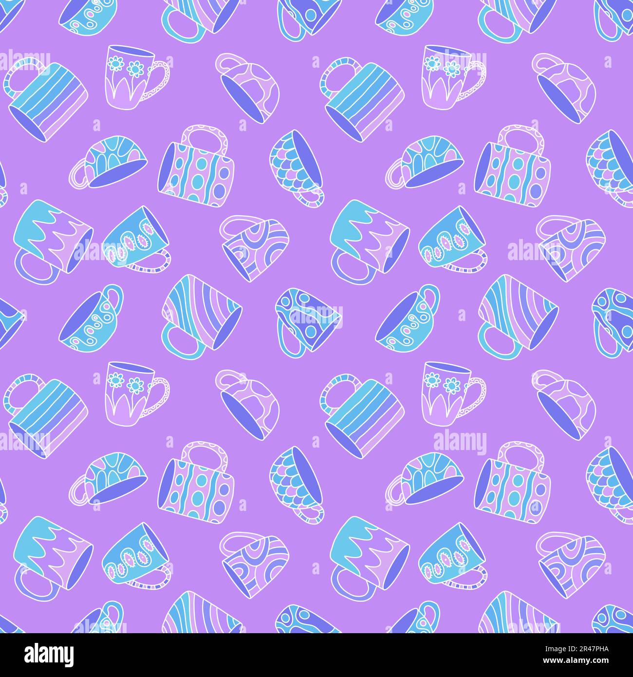 Cartoon cups seamless pattern for wrapping paper and fabrics and linens ...