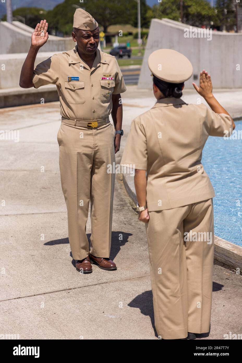 JOINT BASE PEARL HARBOR-HICKAM (April 6, 2023) Rear Adm. Stephen Barnett, Commander, Navy Region ...