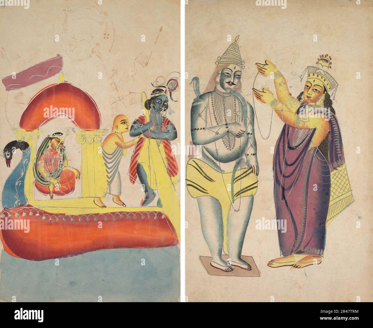 Krishna ferrying radha across hi-res stock photography and images - Alamy