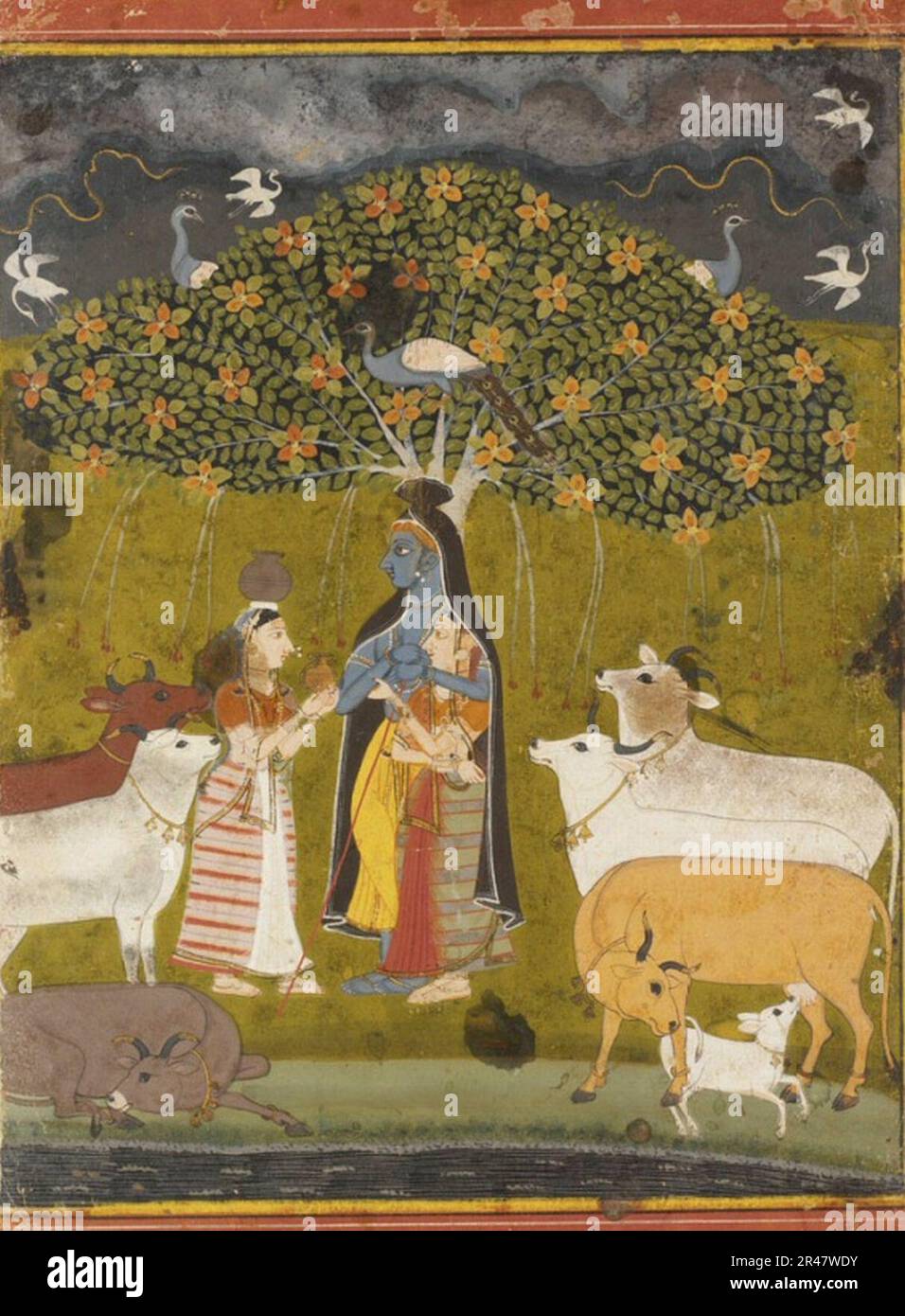 Unknown artist, Indian - Krishna and Rahda in a Rain Storm - 42 Stock ...