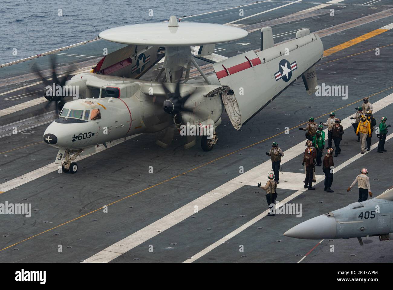 230212-N-WM182-1003 SOUTH CHINA SEA (Feb. 12, 2023) An E-2C Hawkeye ...