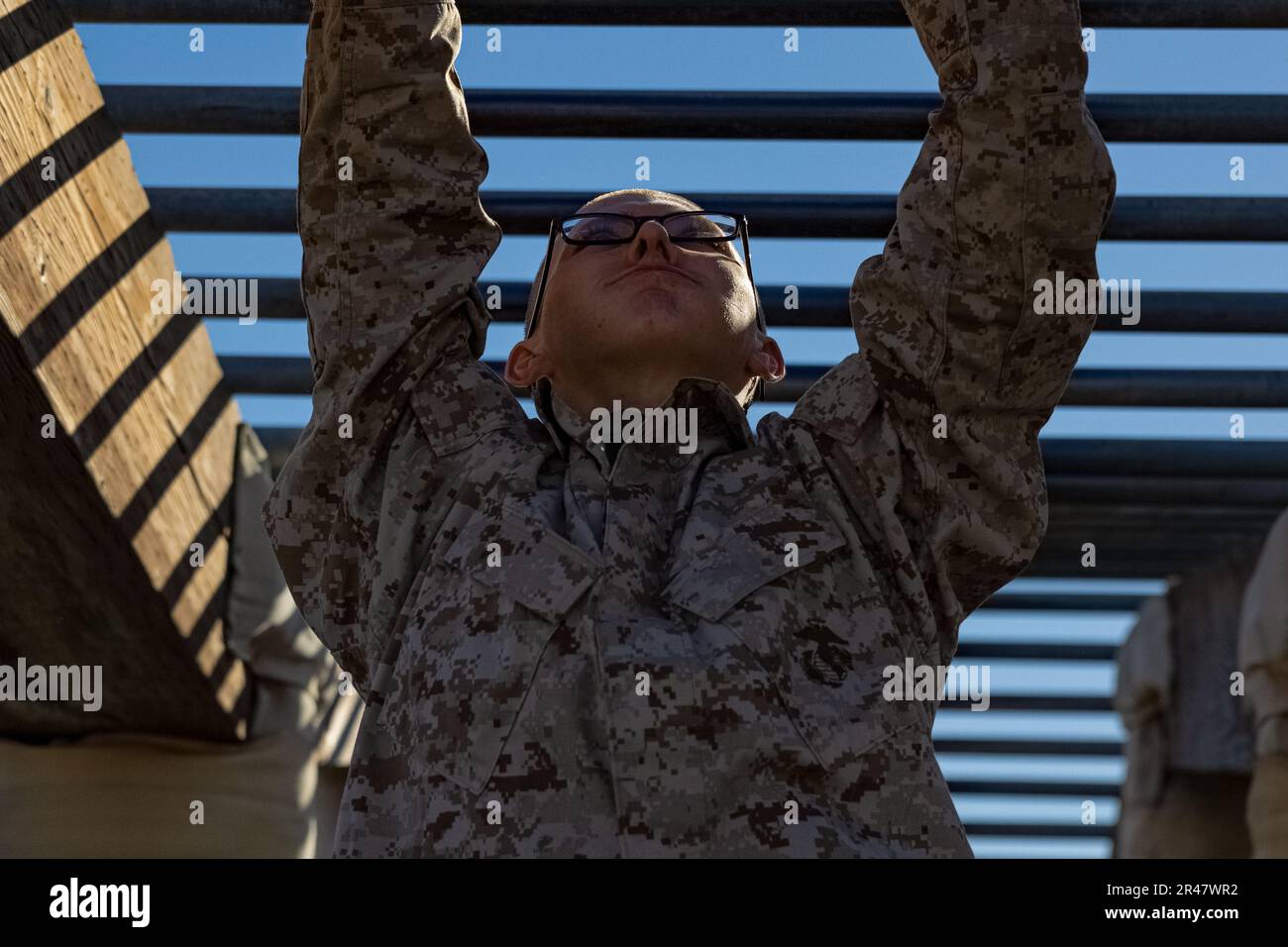 A U.S. Marine Corps recruit with Alpha Company, 1st Recruit Training ...