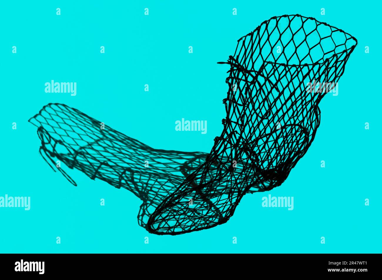 High top wire shoe with laces & heel has a shadow companion to make a ...