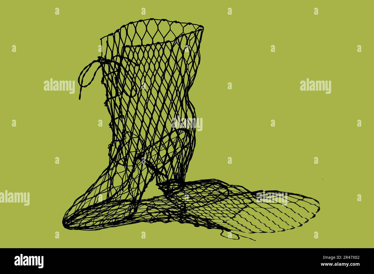 High top wire shoe with laces & heel has a shadow companion to make a ...