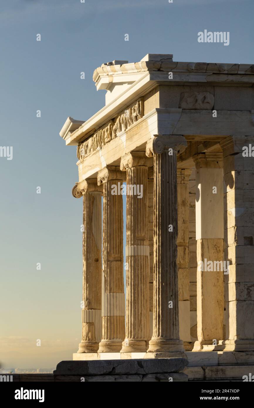 An exterior shot of a large and impressive Pantheon in Athens, Greece ...