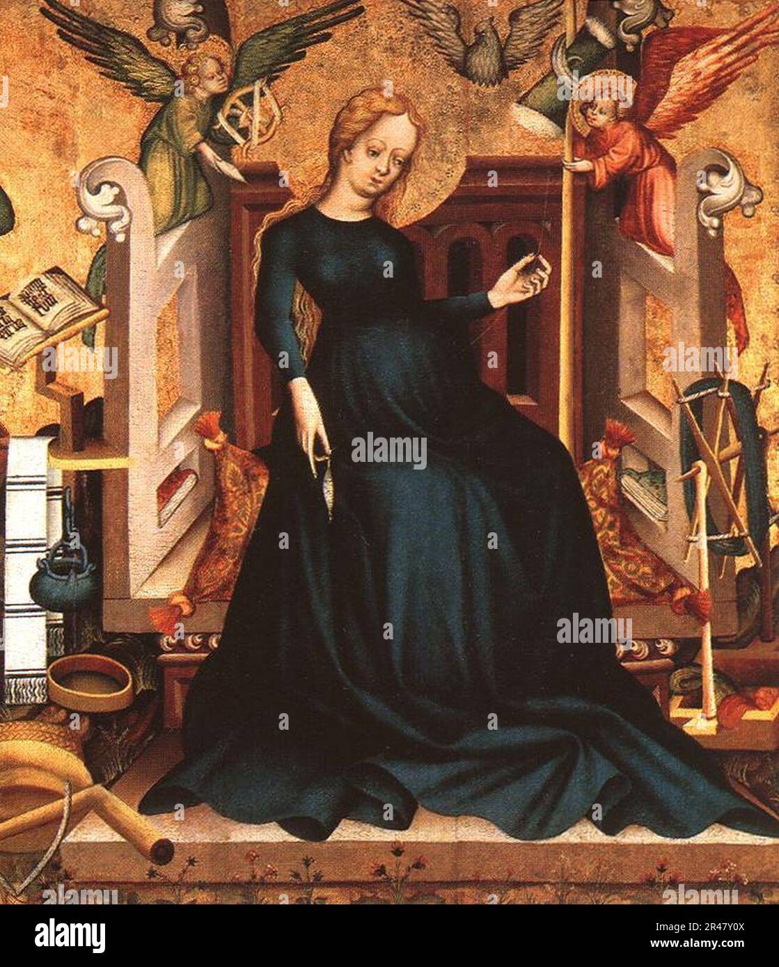 Unknown painter - The Virgin at the Spinning-wheel Stock Photo - Alamy