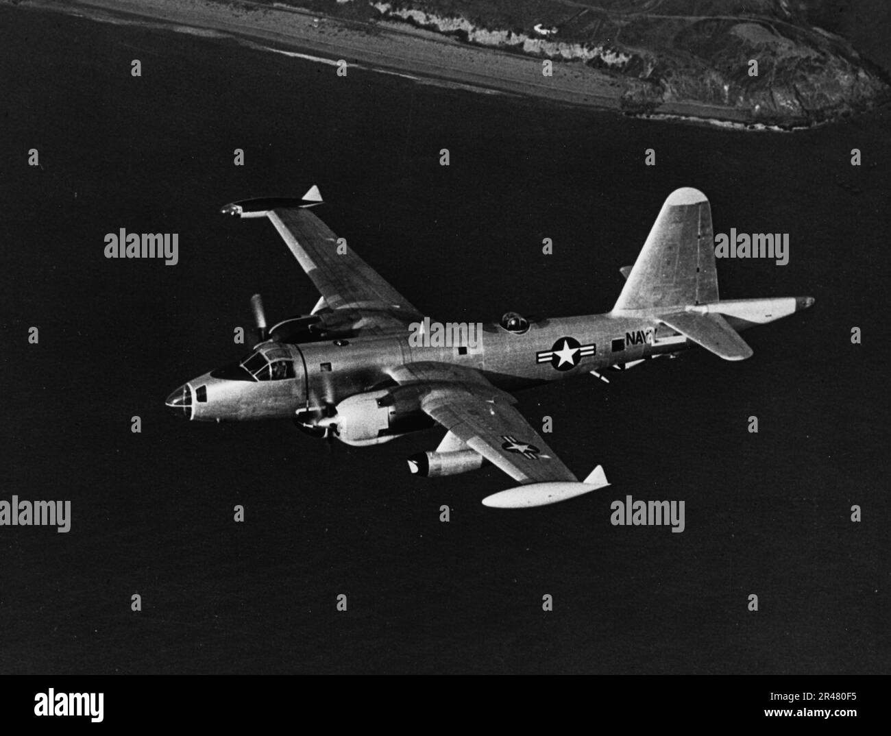 Unpainted Lockheed P2V-7 Neptune in flight c1954 Stock Photo - Alamy