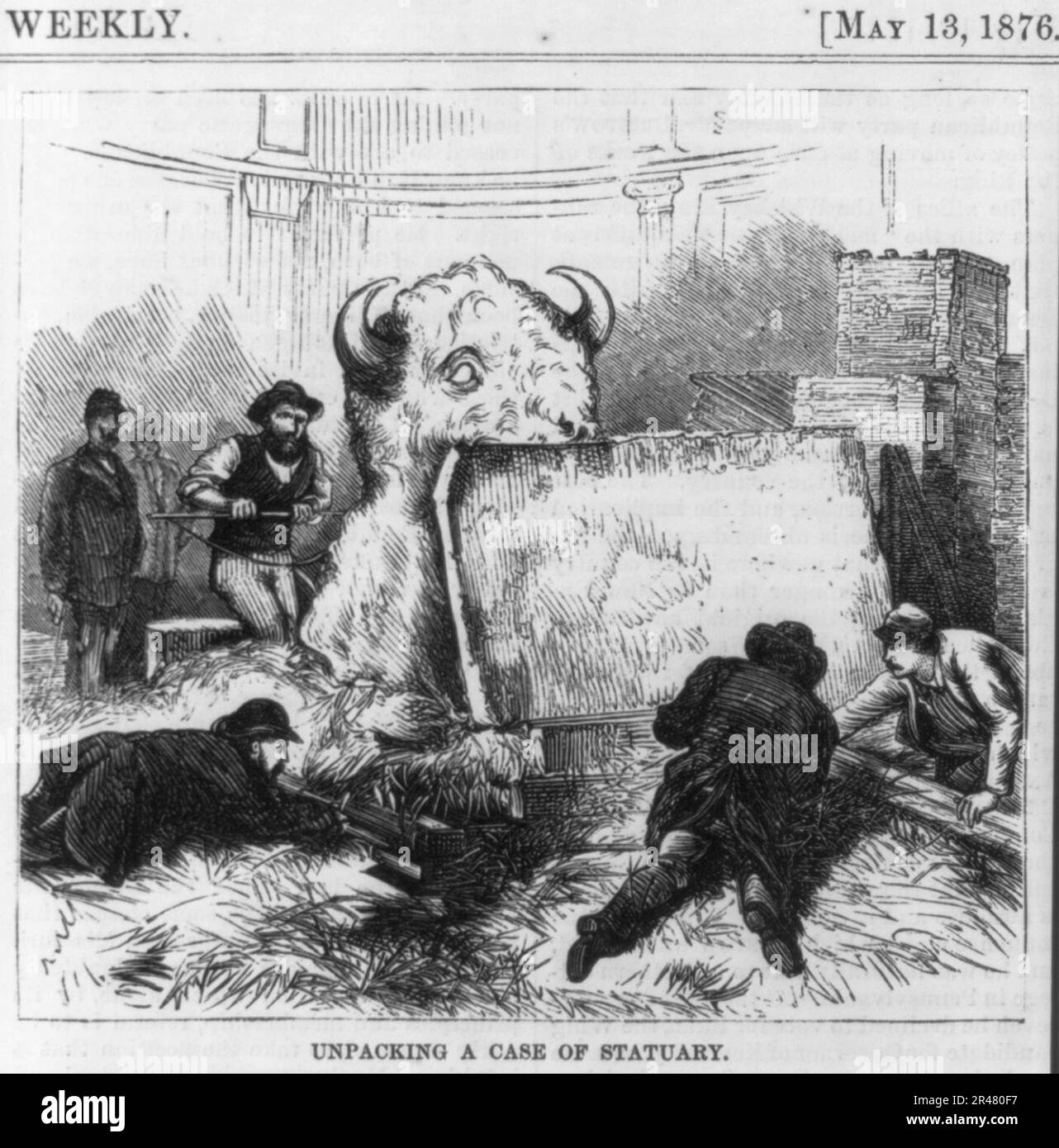 Unpacking a case of statuary Stock Photo - Alamy