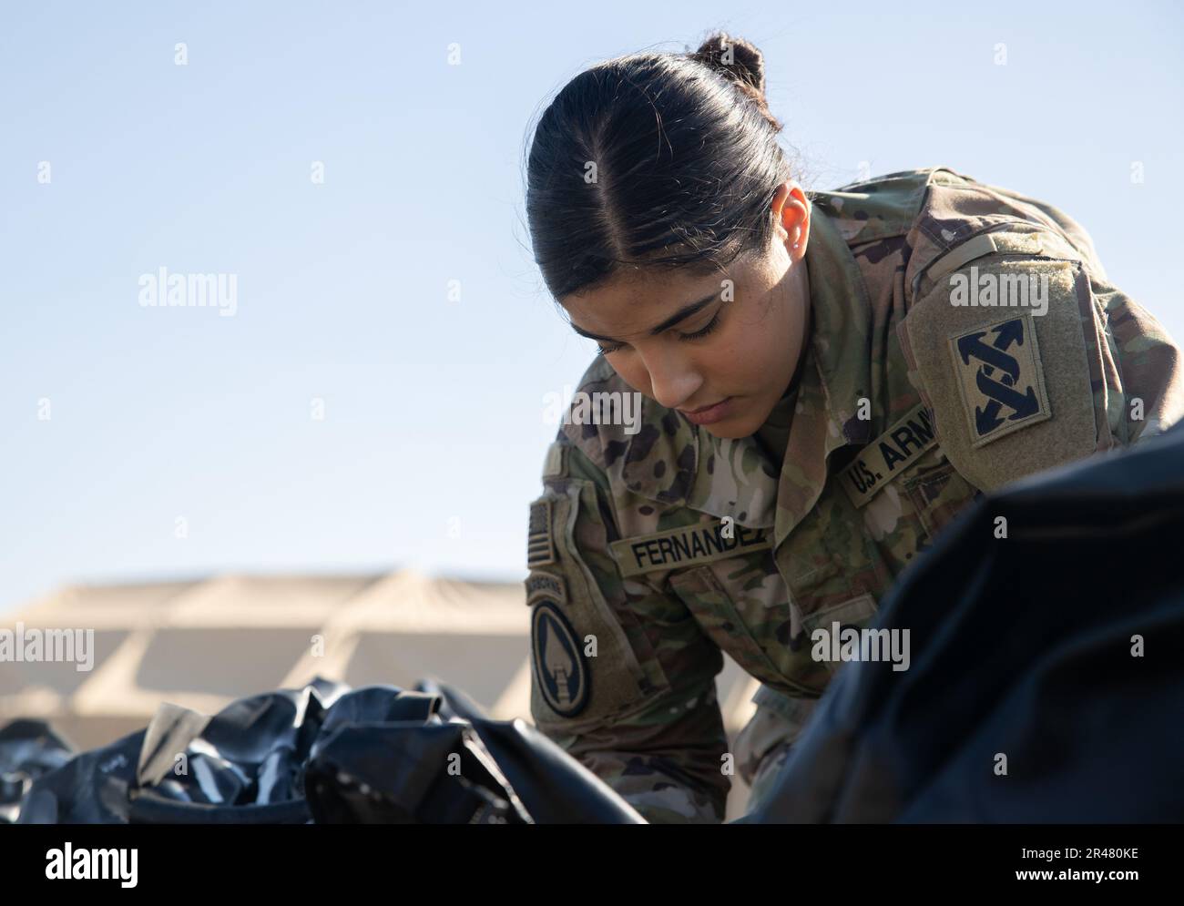 U.S. Army Reserve Spc. Krystal Fernandez, a supply specialist with the ...