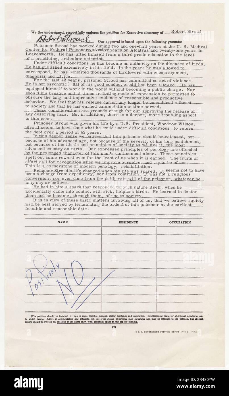 Unsigned Petition for Executive Clemency from Helen Kneller Stock Photo ...