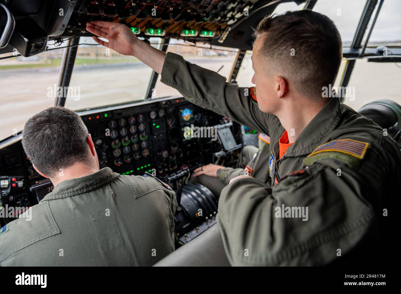 A C-130 Hercules aircrew with the 169th Airlift Squadron, Illinois Air ...