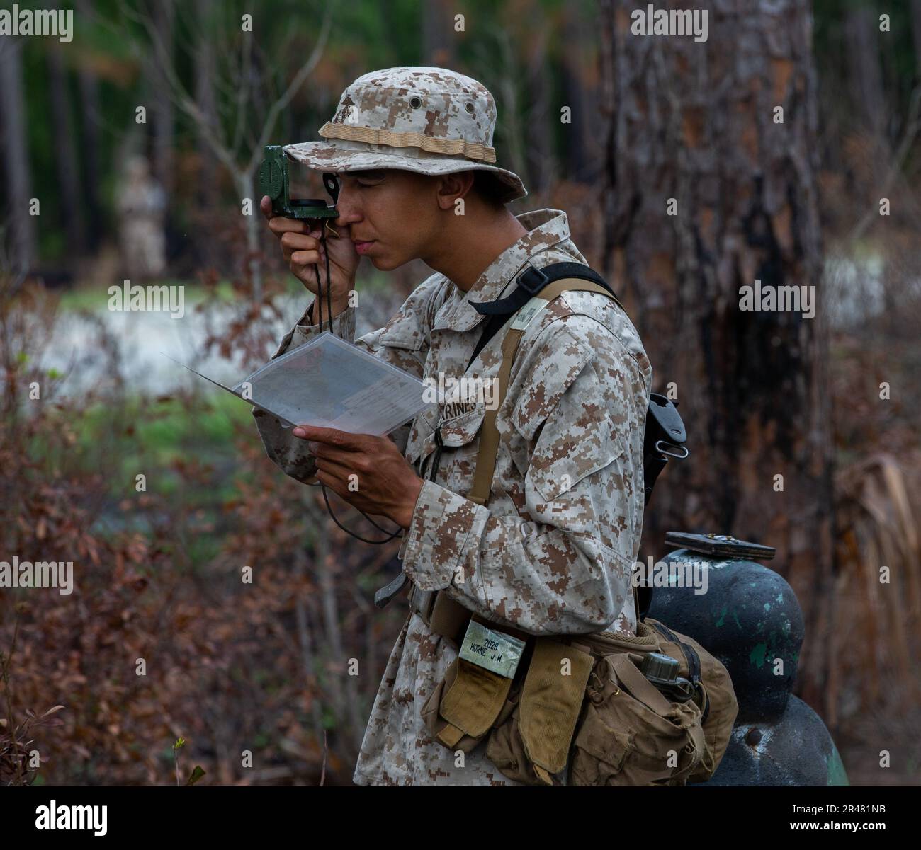 A U.S. Marine Corps recruit from Hotel Company, 2nd Recruit Training ...