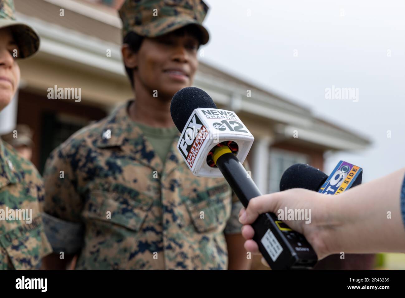 U.S. Marine Corps Col. Marshalee Clarke, commanding officer of Marine Corps Combat Service ...