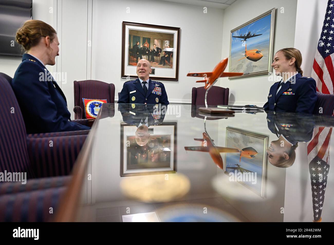 Air Force Vice Chief of Staff Gen. David W. Allvin speaks with 2nd Lts ...