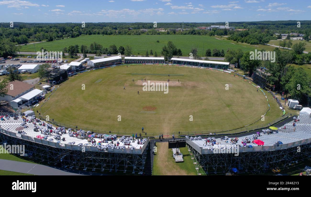 An aerial view of a cricket match during a game in progress Stock Photo ...