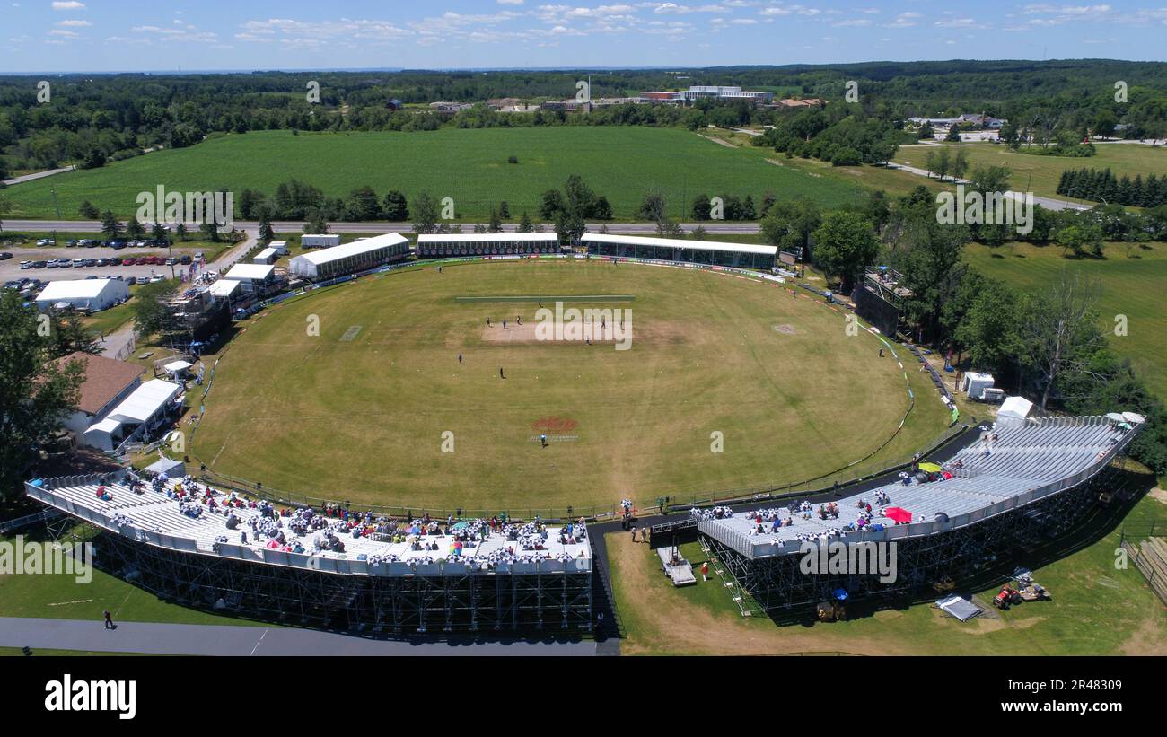 An aerial view of a cricket match during a game in progress Stock Photo ...