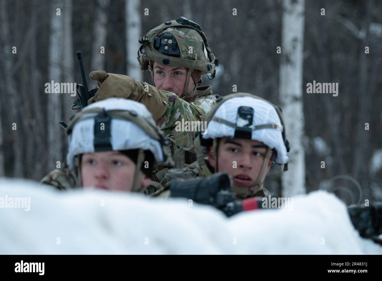 A U.S. Army infantry squad leader, center, with Blackfoot Company, 1st ...