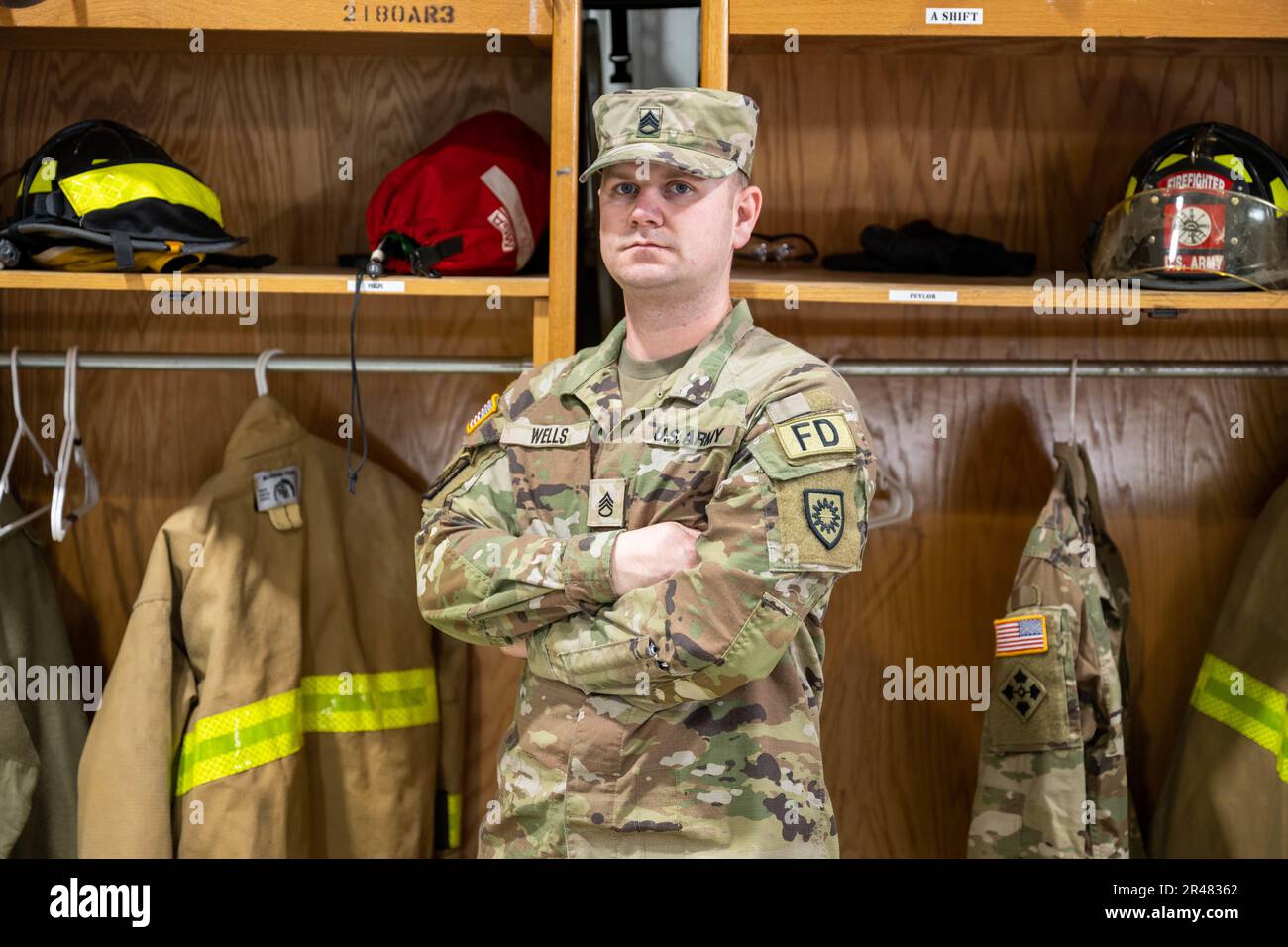 Staff Sgt. Michael Wells stands in the bay of the ASA-Black Sea fire ...