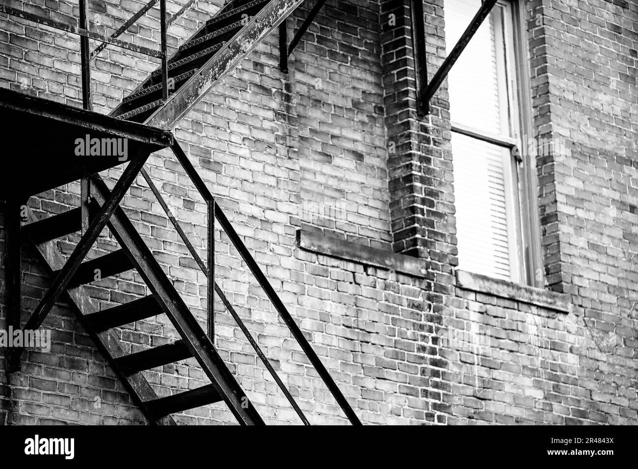 Brick building facade in Black and White Stock Photos & Images - Alamy
