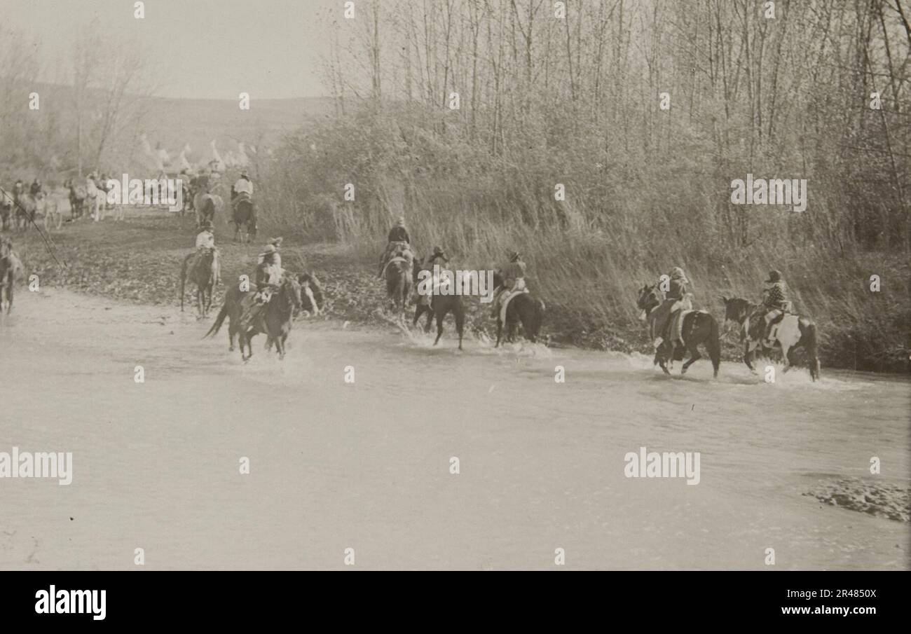 Untitled (Native Americans fording river Stock Photo - Alamy