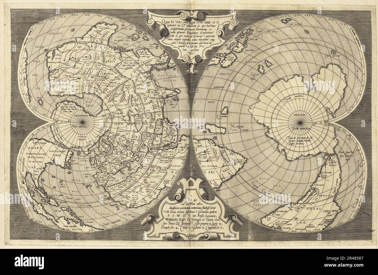 Untitled map of the world on a double cordiform projection, Lafreri ...