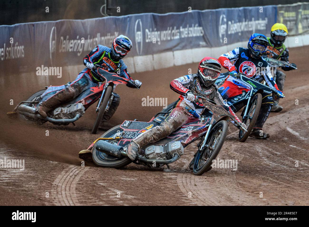 Sam Hagon (Red) leads Alfie Bowtell (White) Matt Marson (Blue) and Josh ...