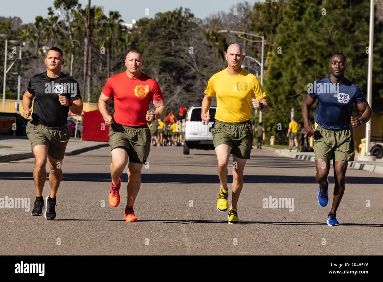 U.S. Marine Corps Drill Masters with Recruit Training Regiment, lead ...