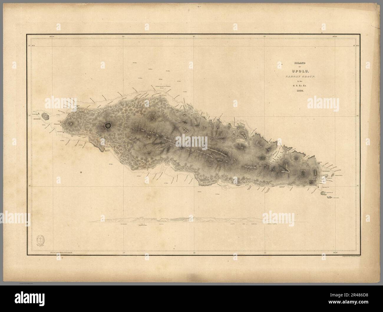 Upolu map, US Ex. Ex., 1839 Stock Photo - Alamy