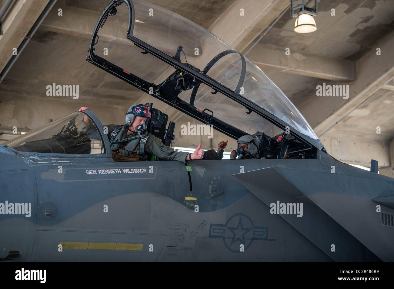 U.S. Air Force Brig. Gen. David Eaglin, left, 18th Wing commander, and ...