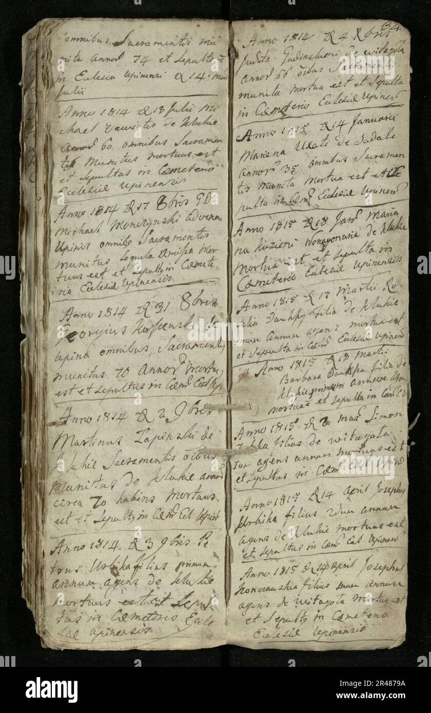 Upynos RKB 1800-1827 mirties metrikų knyga 034 Stock Photo - Alamy
