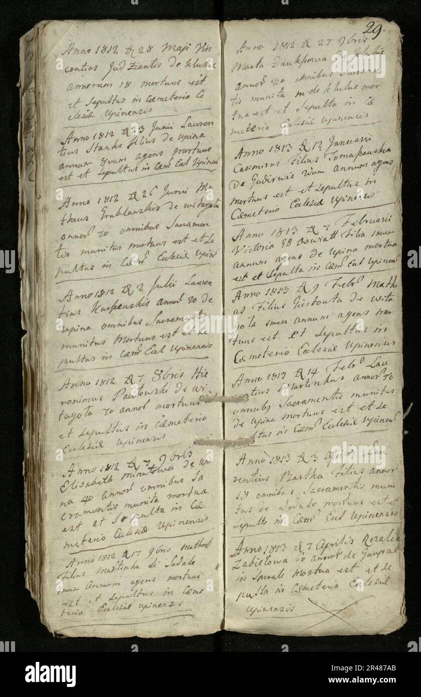 Upynos RKB 1800-1827 mirties metrikų knyga 029 Stock Photo - Alamy