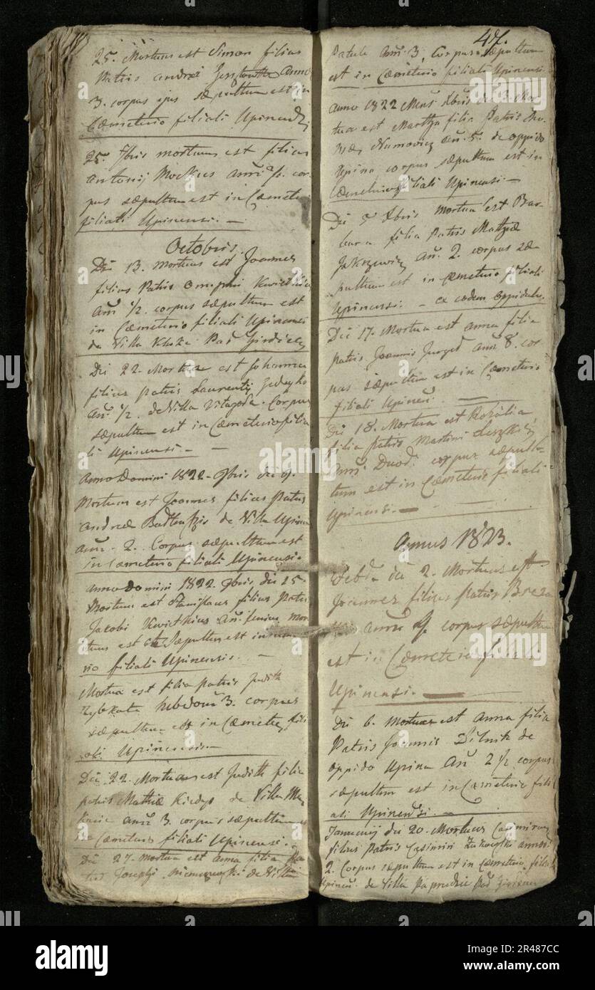 Upynos RKB 1800-1827 mirties metrikų knyga 047 Stock Photo - Alamy