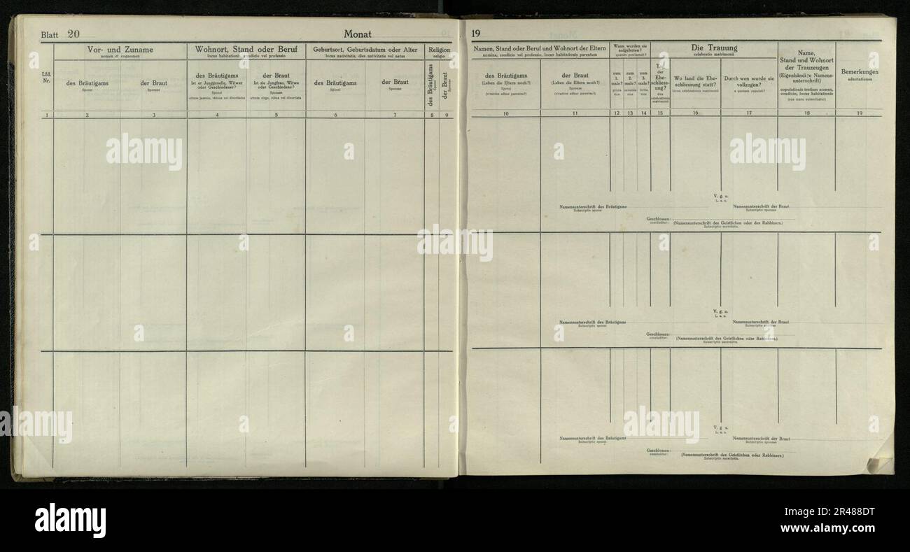 Upynos RKB 1917-1919 santuokos metrikų knyga 022 Stock Photo - Alamy