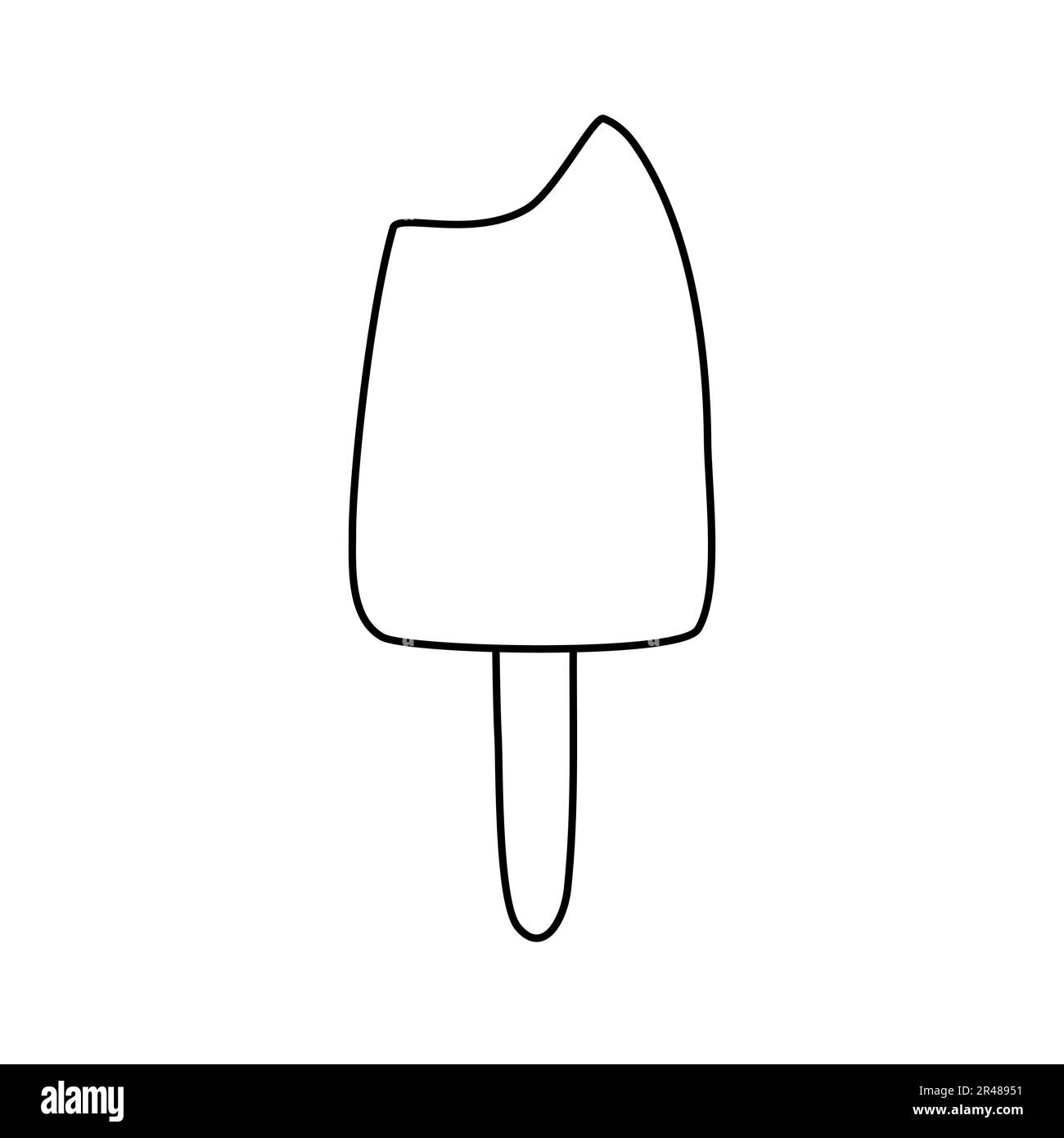 Bitten fruity ice cream lollipop or popsicle, doodle style flat vector ...