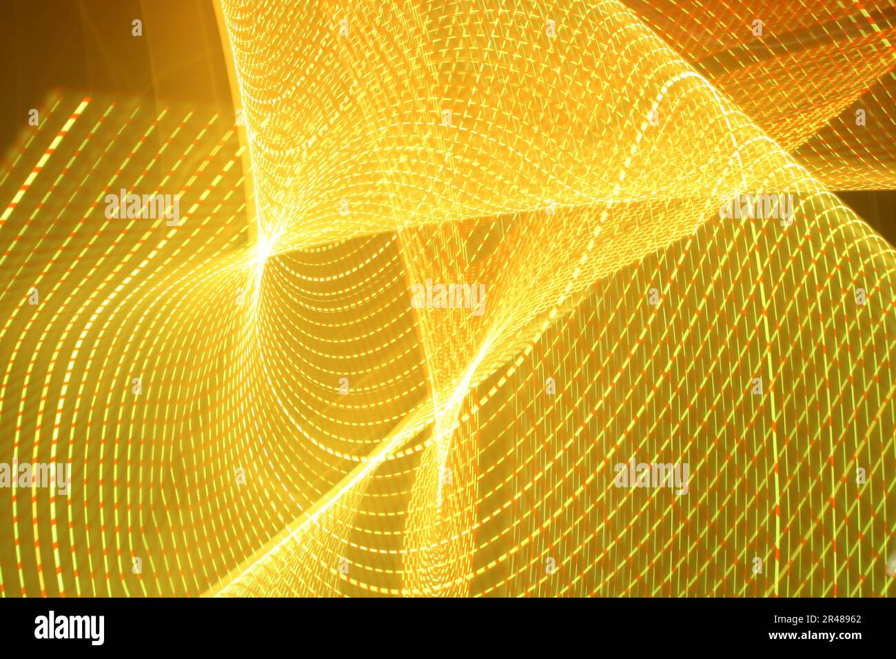 A large display featuring a pattern of red and yellow lights radiating ...