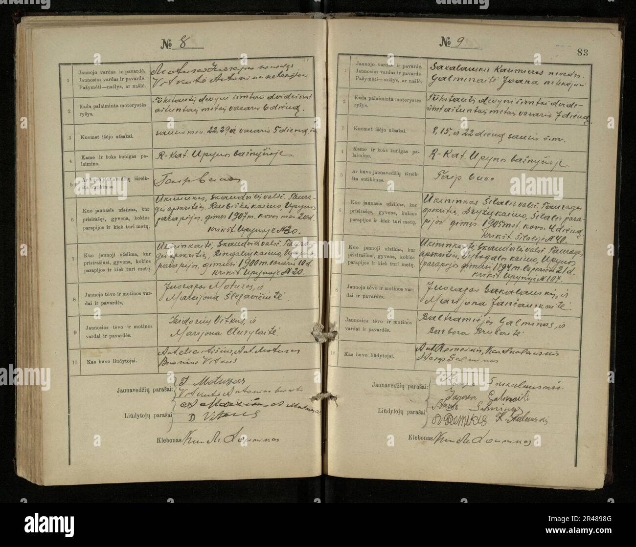 Upynos RKB 1922-1929 santuokos metrikų knyga 084 Stock Photo - Alamy