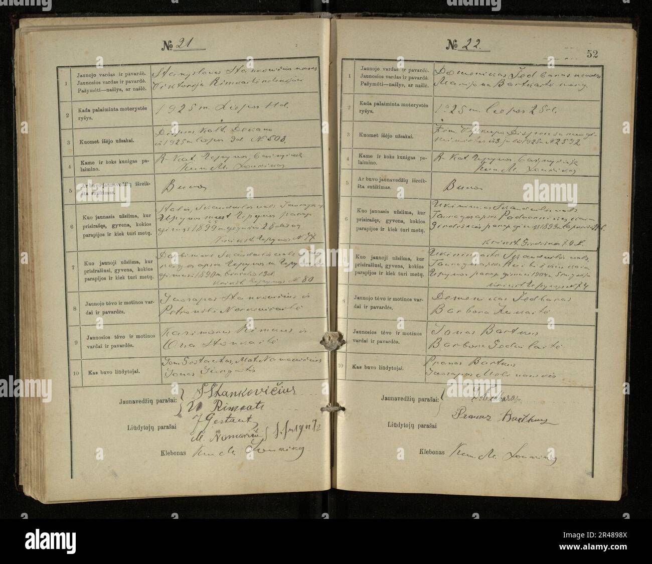 Upynos RKB 1922-1929 santuokos metrikų knyga 053 Stock Photo - Alamy