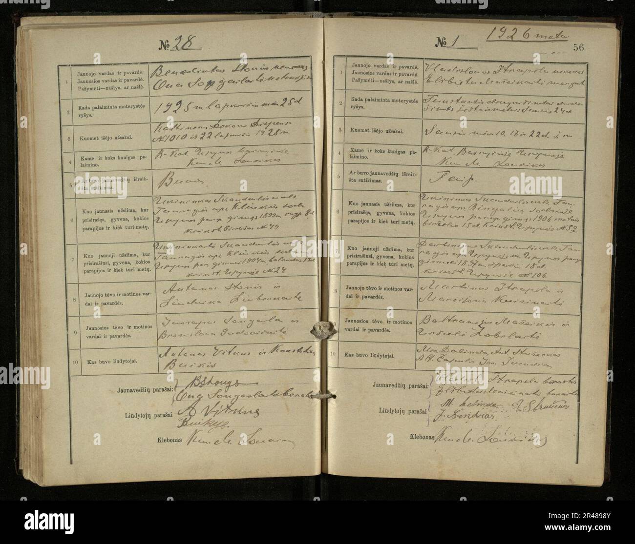 Upynos RKB 1922-1929 santuokos metrikų knyga 057 Stock Photo - Alamy