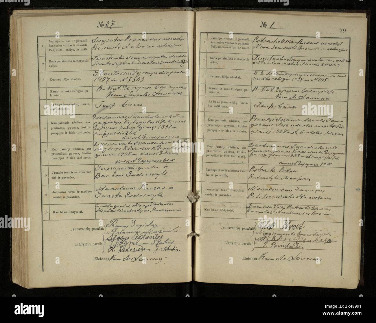 Upynos RKB 1922-1929 santuokos metrikų knyga 080 Stock Photo - Alamy