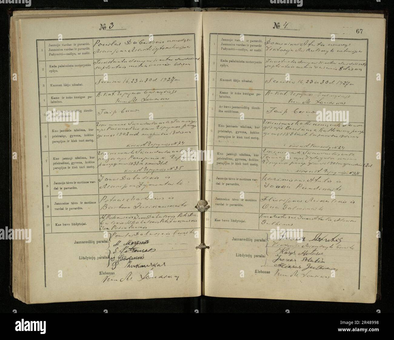 Upynos RKB 1922-1929 santuokos metrikų knyga 068 Stock Photo - Alamy